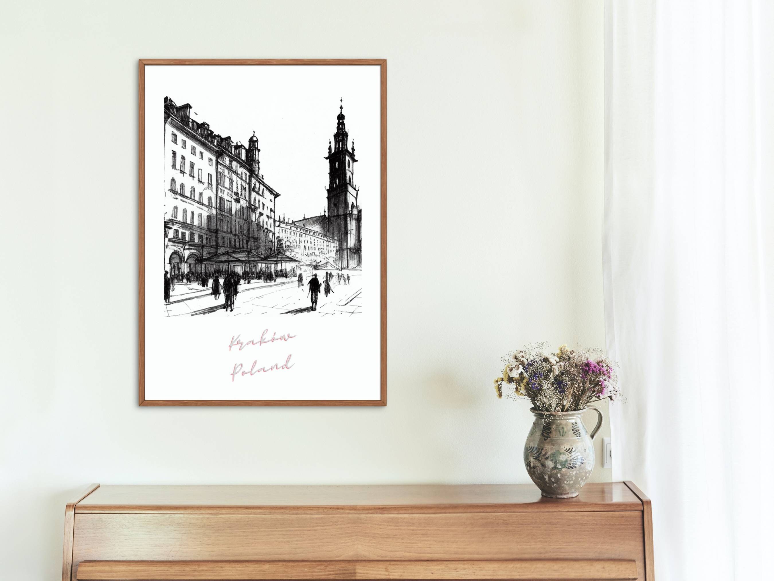 Kraków Sketch Poster, Digital Download, European City, Poland, Travel ...