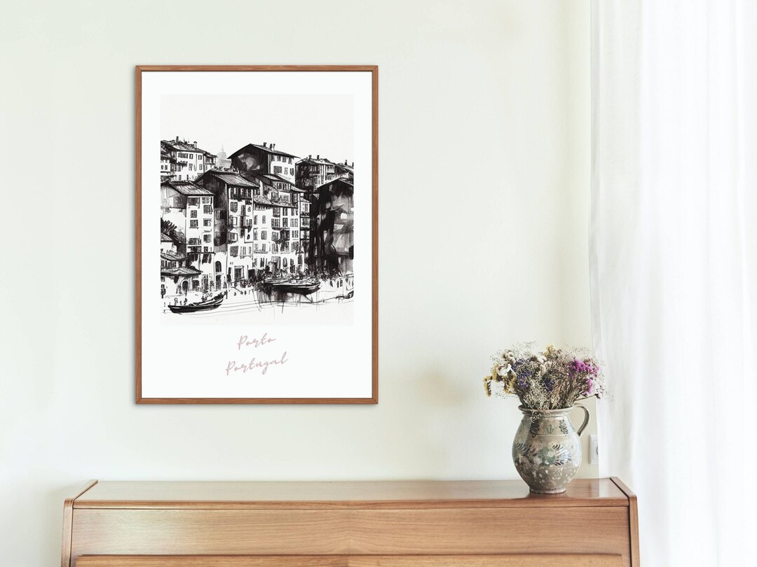 Porto Sketch Poster, Digital Download, European City, Porto Portugal ...