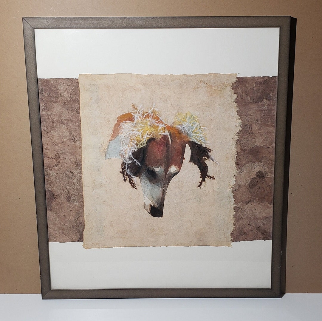 Super Rare Art Technique "whippet Dog" Painting Multimedia Original Art ...