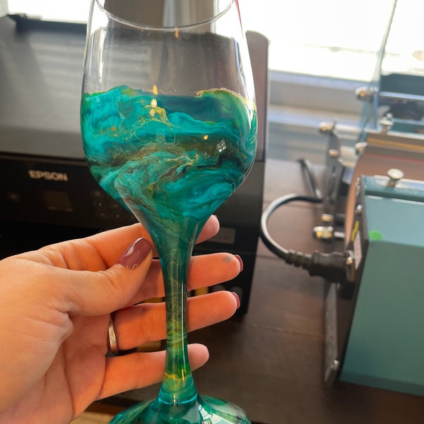 Alcohol Ink Wine Glasses - Etsy