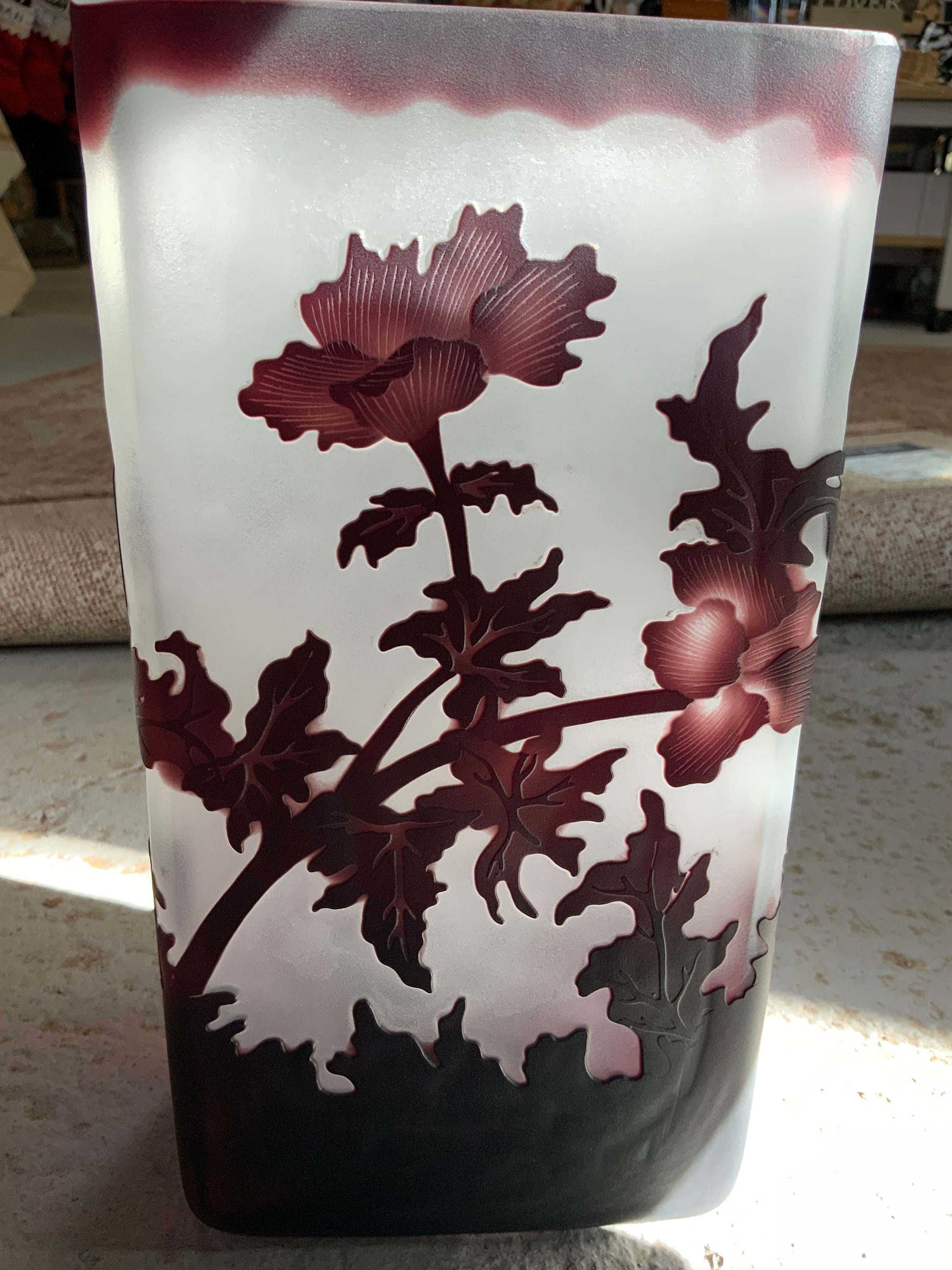 Emile Galle Reproduction Rectangular Glass Vase - Etsy