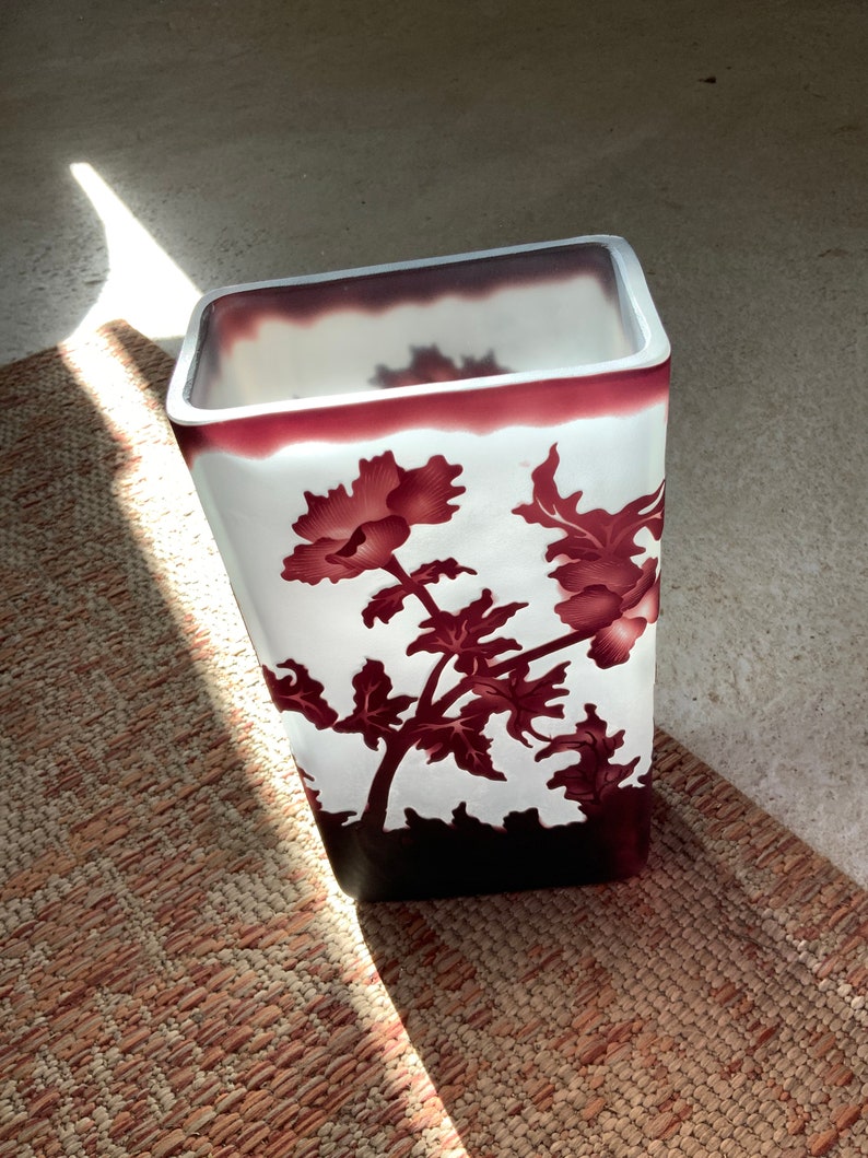 Emile Galle Reproduction Rectangular Glass Vase - Etsy