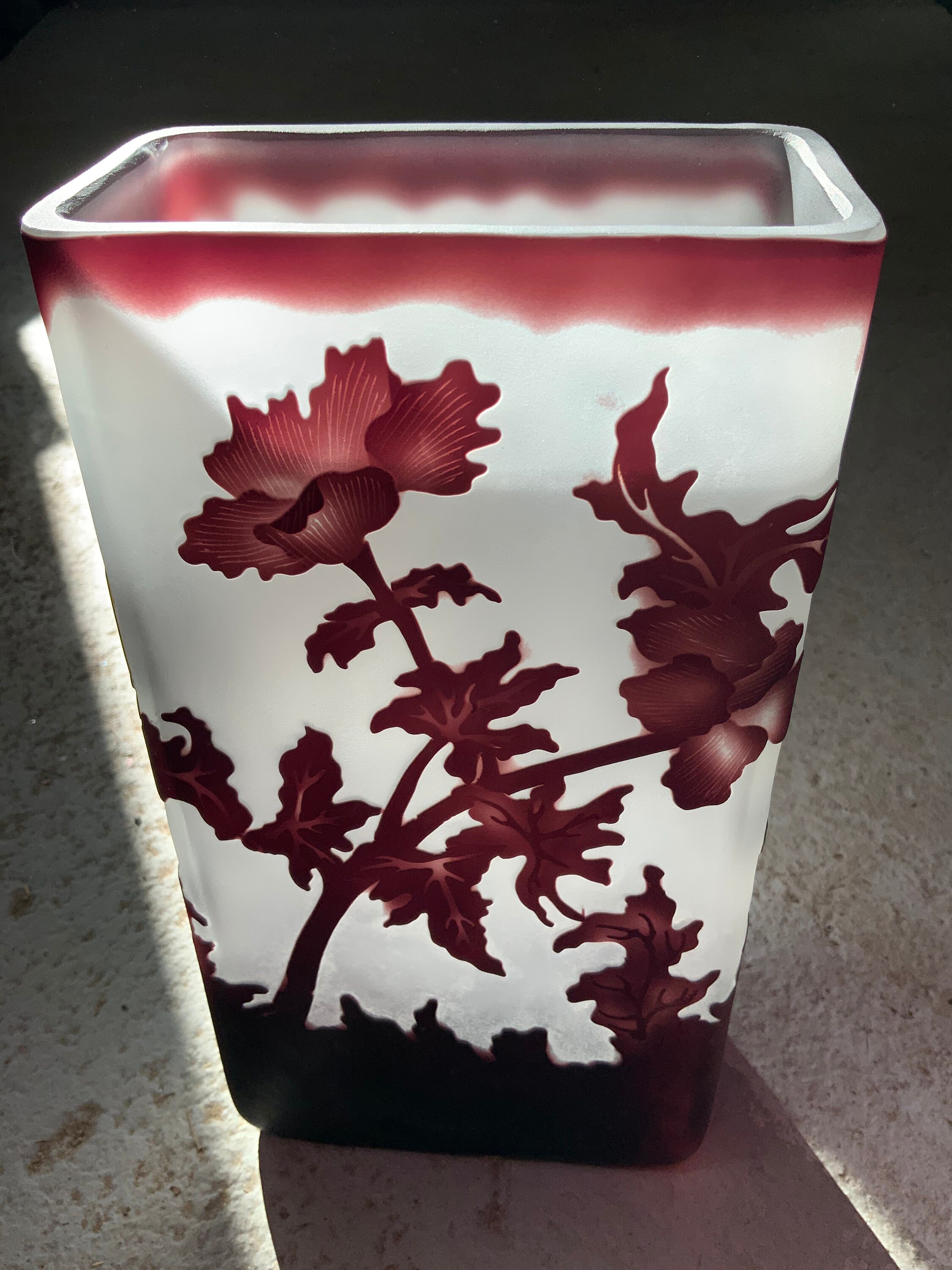 Emile Galle Reproduction Rectangular Glass Vase - Etsy