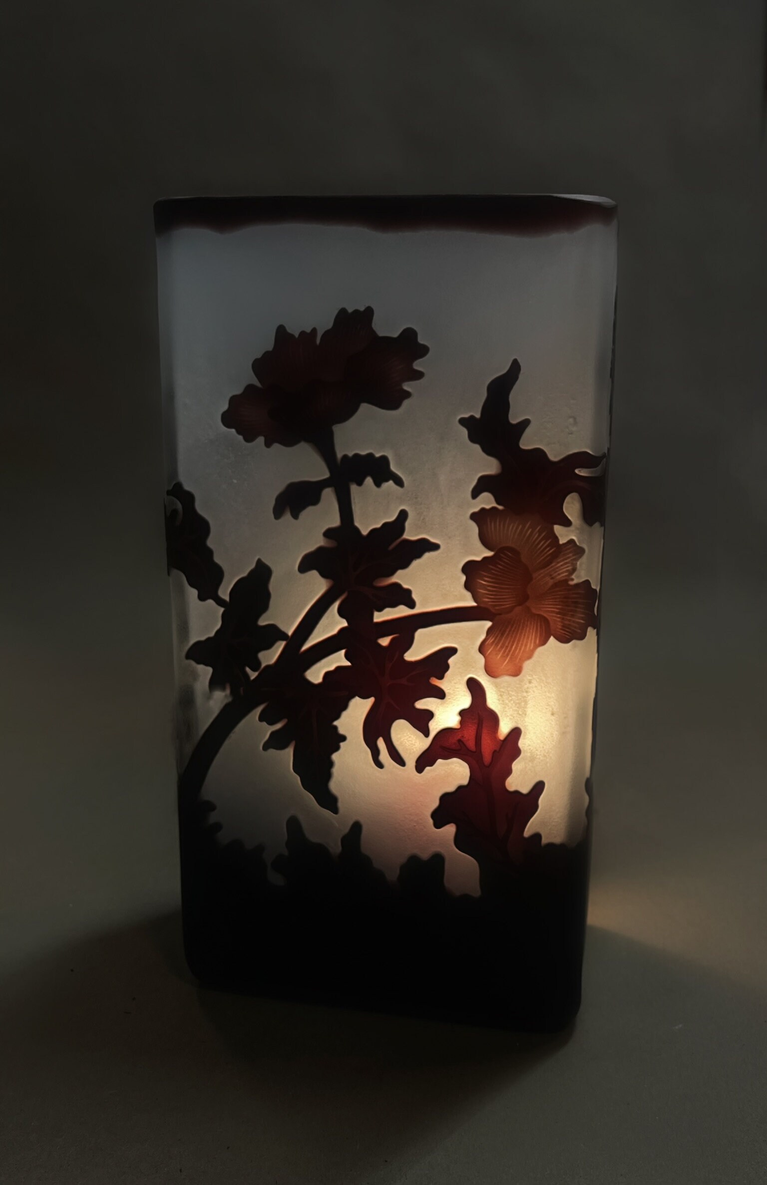 Emile Galle Reproduction Rectangular Glass Vase - Etsy