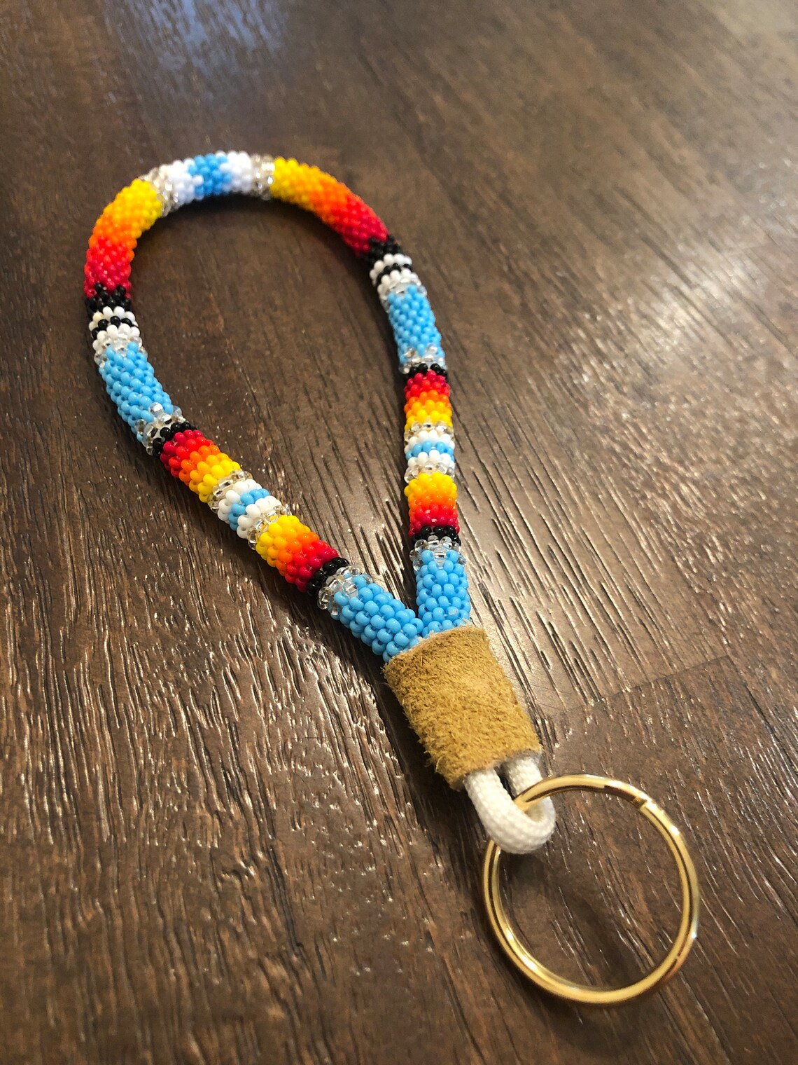 Black, Pink, White and Blue Beaded Wristlet Keychains - Etsy