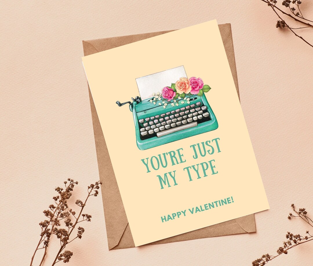 Valentines Day Printable Card, Typewrite, Digital Card, Instant ...
