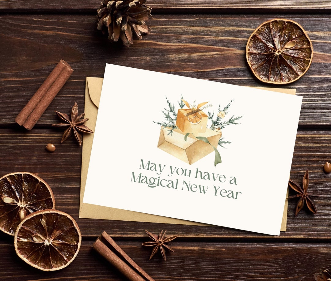 Printable Greeting Card, Happy New Year, Digital Card, Watercolor, New ...