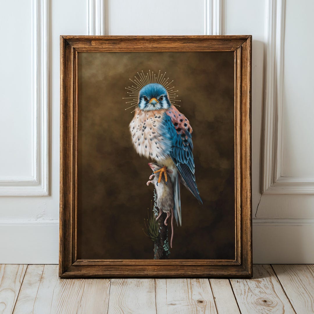 American Kestrel Print Mouse Moody Art Bird Hag - Etsy