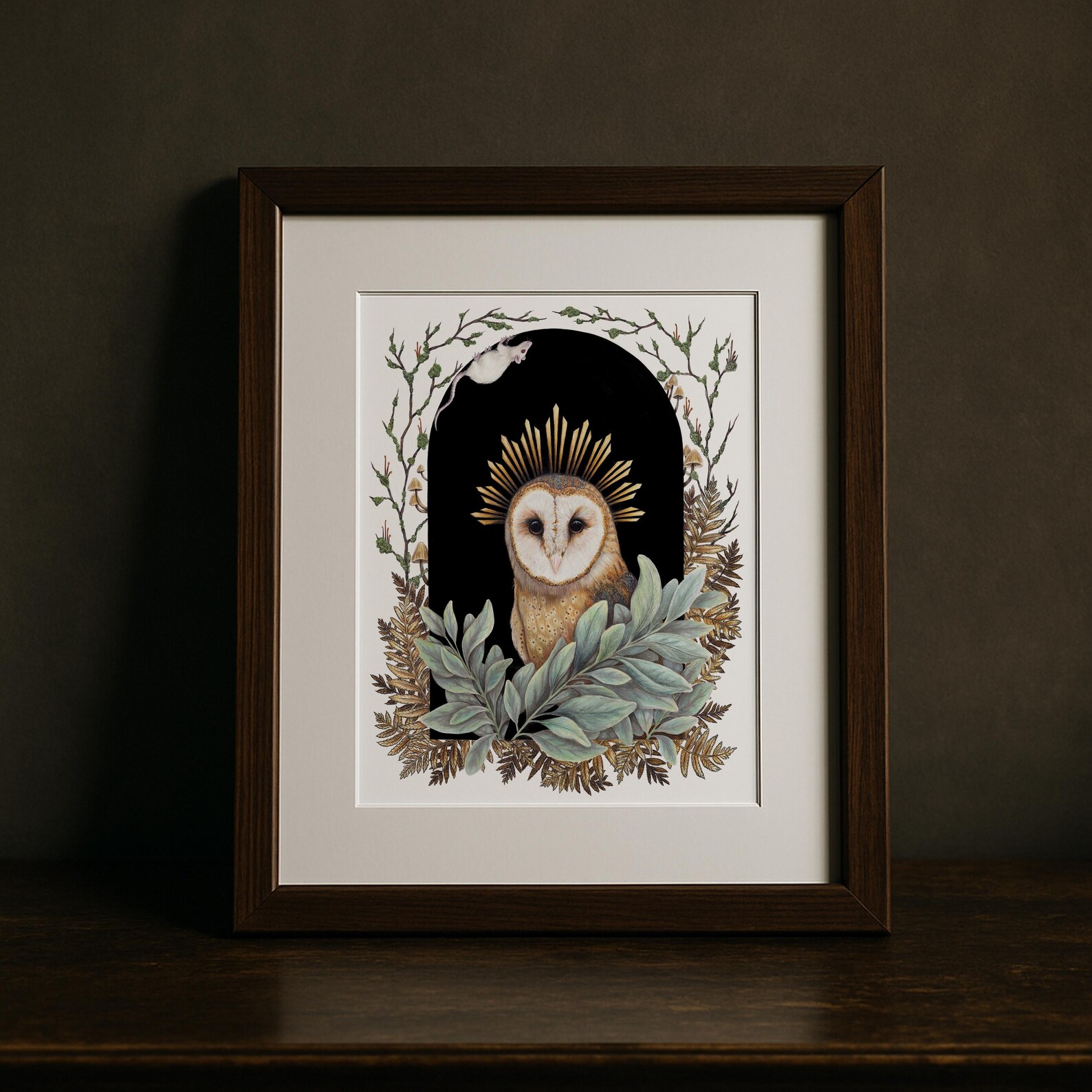 Barn Owl & Rat Cottage Core Moody Fantasy Woodland Illustration - Etsy