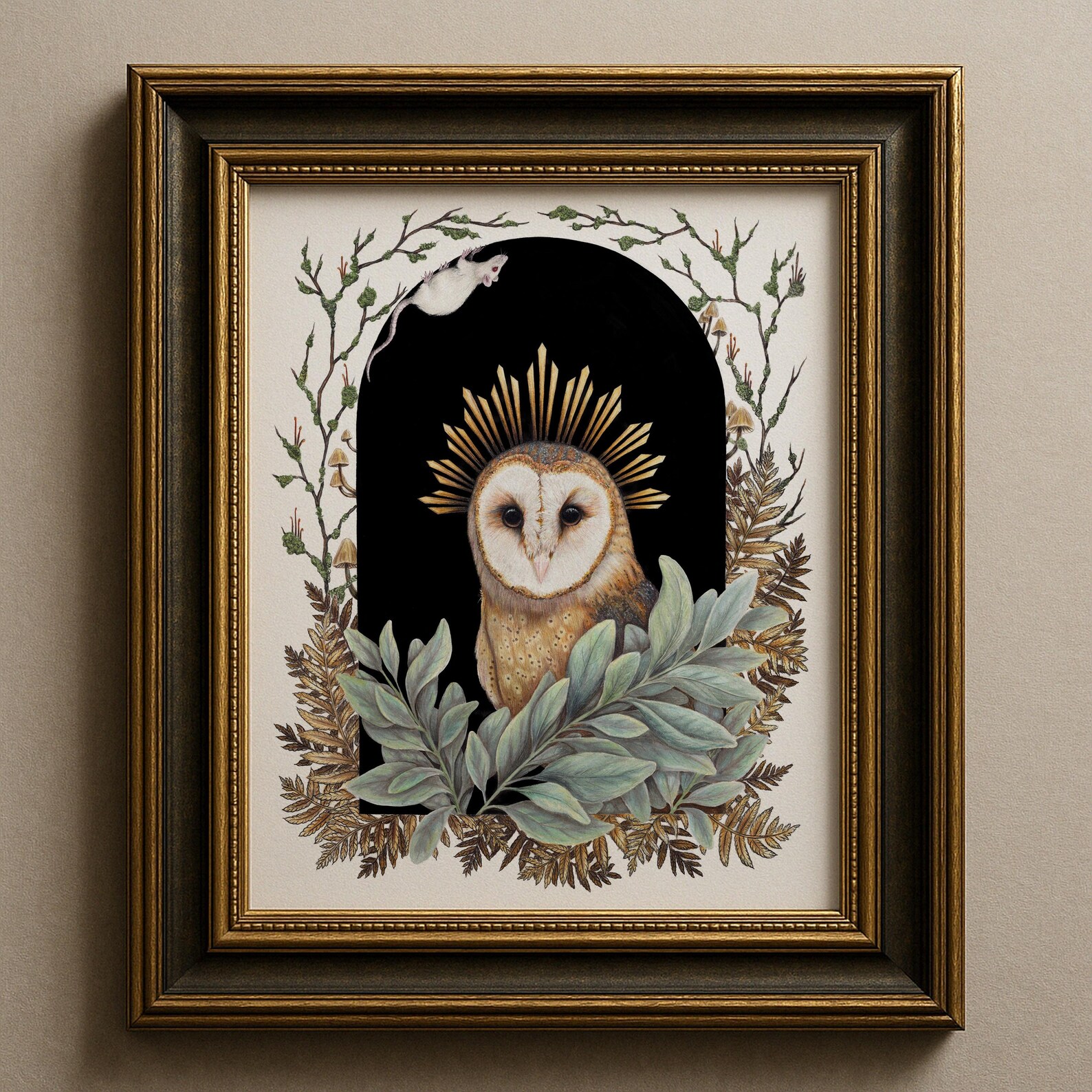 Barn Owl & Rat Cottage Core Moody Fantasy Woodland Illustration - Etsy