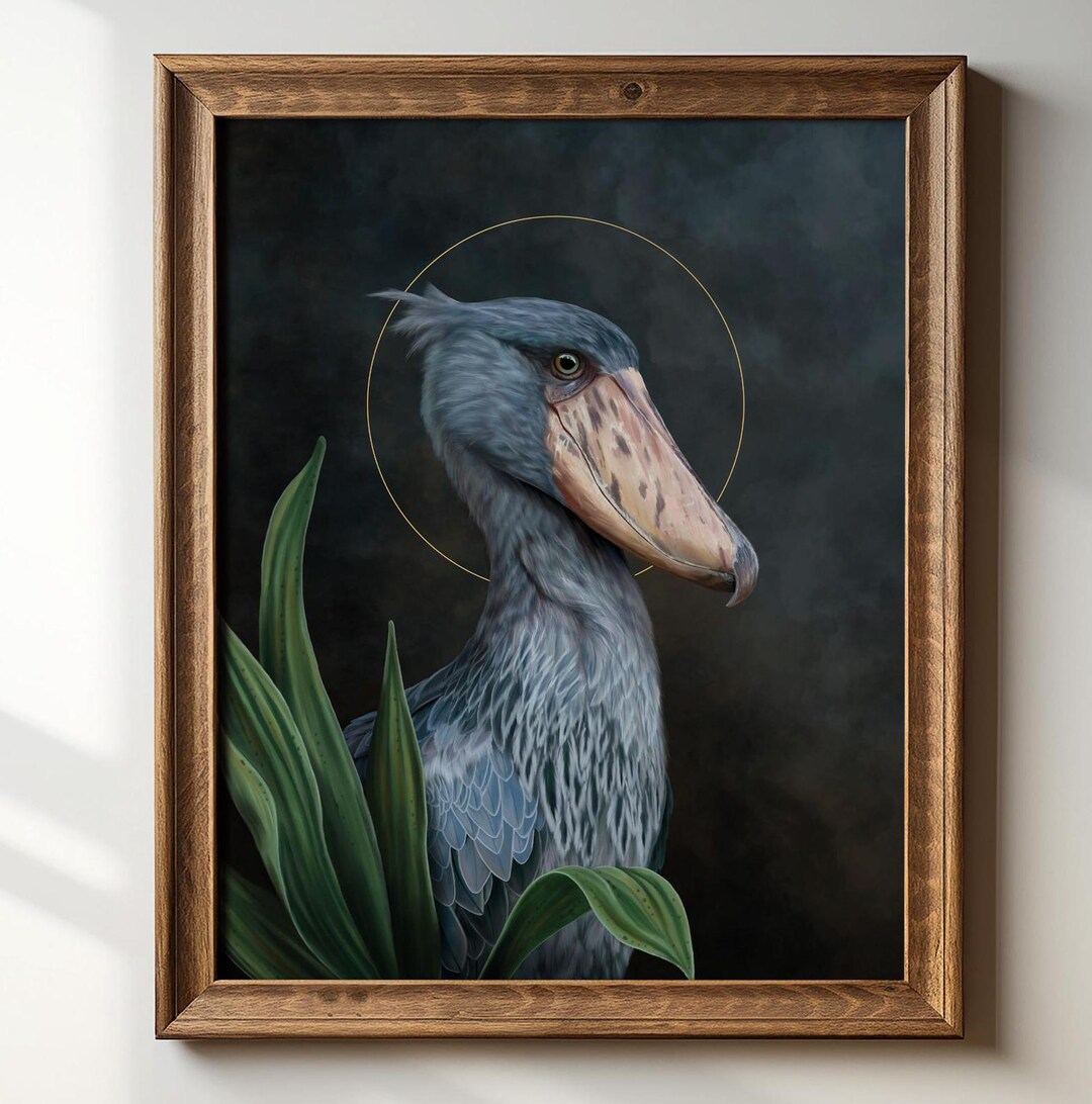 Shoebill Stork Print Cast Iron Plant Moody Dark Bird Hag - Etsy