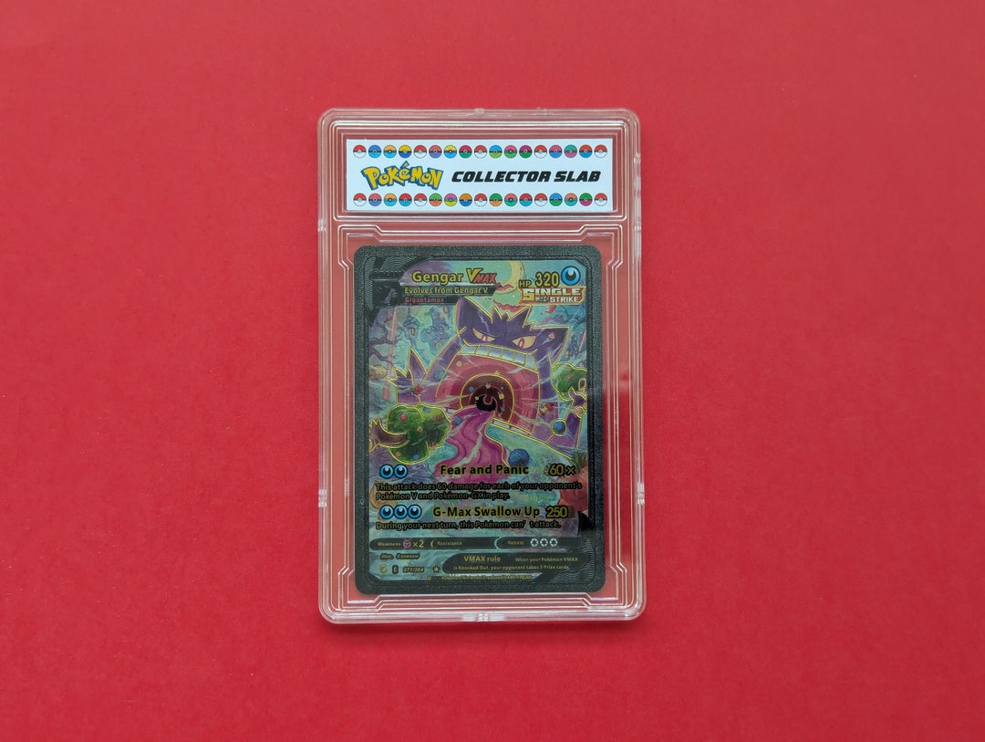 Slabbed Black and Gold Gengar Vmax Custom Handmade PSA Style Collector ...