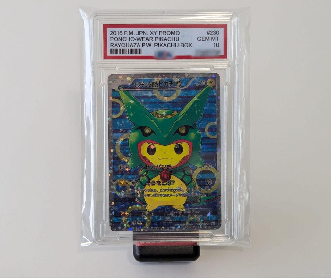 Green Rayquaza Poncho Pikachu Japanese Holo Gem MT 10 Slab Handmade ...