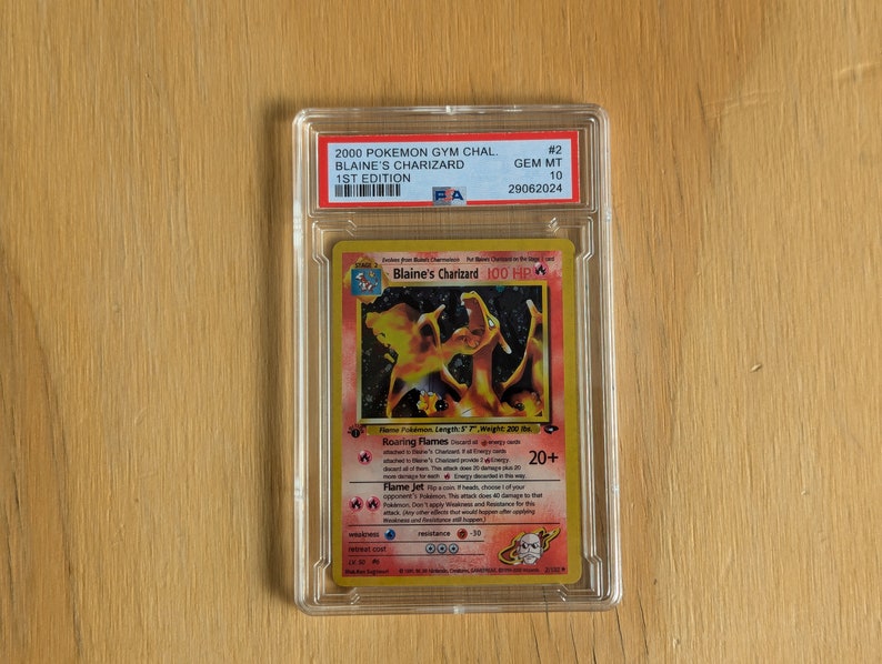 1st Edition Holographic Blaine's Charizard Custom Handmade PSA Graded ...