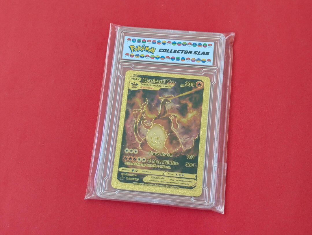 Slabbed Gold Charizard Vmax Custom Handmade PSA Style Collector Slab ...
