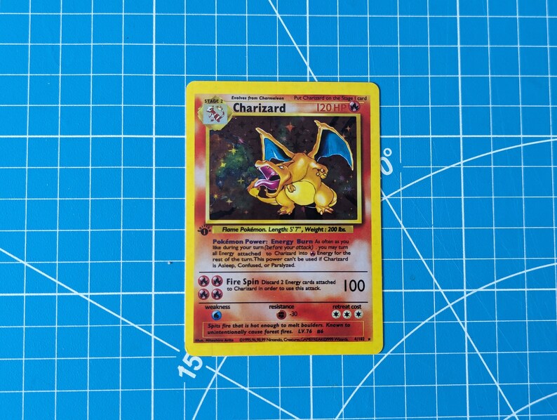 1st Edition Holographic Charizard Custom Handmade Card - Etsy