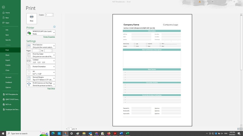 NCR Non-conformance Report Template Editable Excel Form HR - Etsy Australia