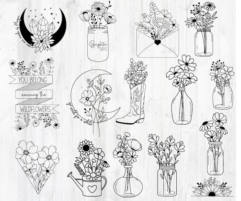 Flower Svg Png Bundle Wildflower Svg Bundle Floral Svg Stay Etsy
