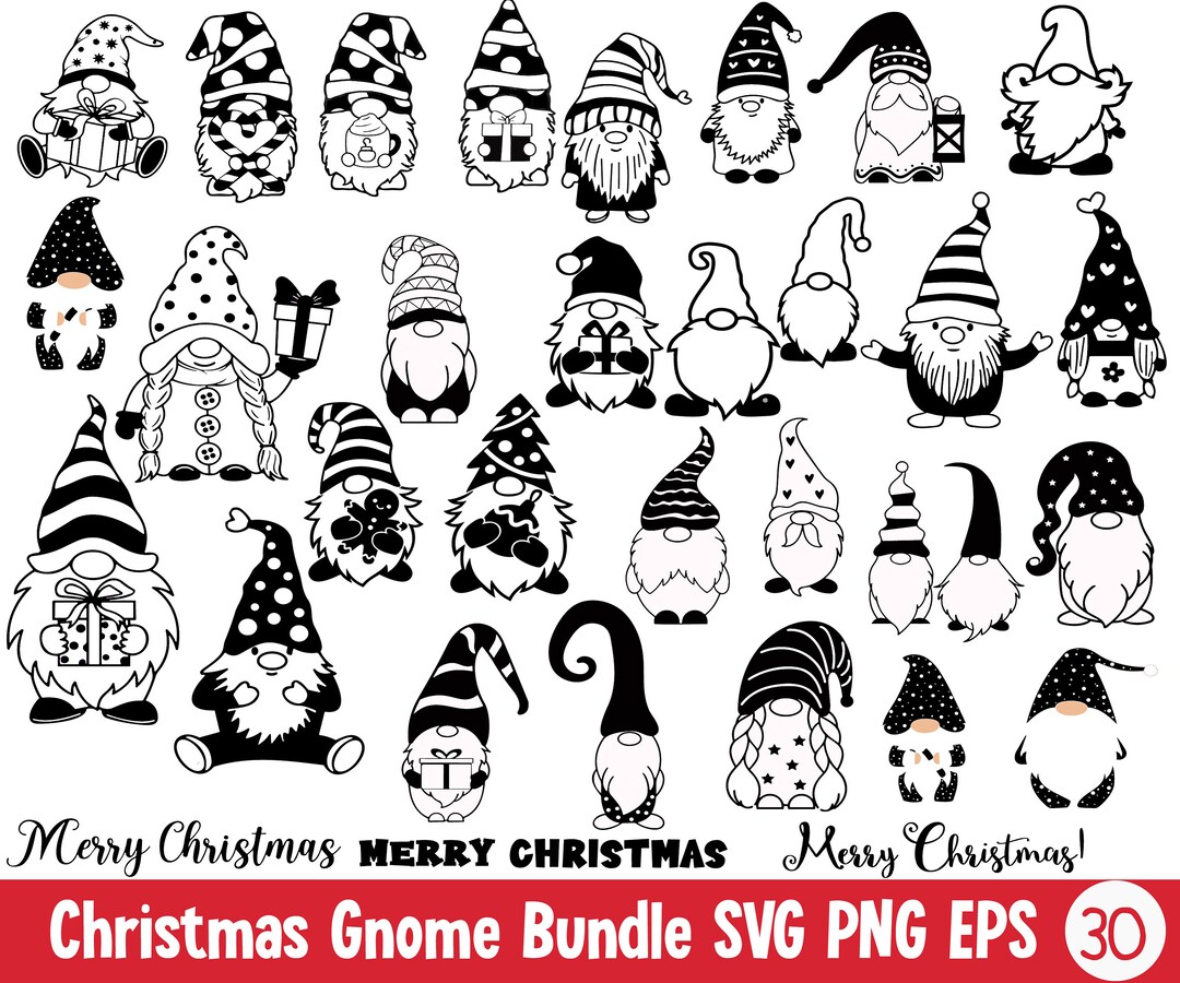 30 Christmas Gnome Svg Bundle,christmas Doodle Png, Gnomes Merry ...