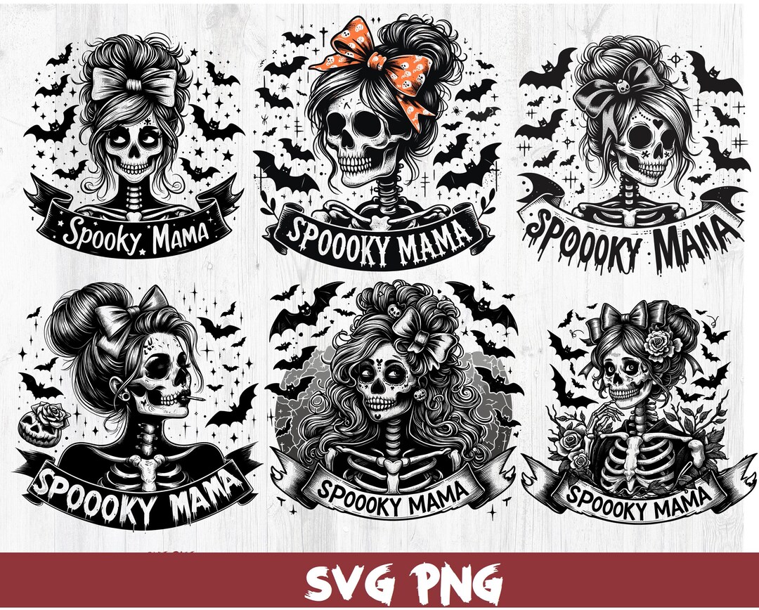 Spooky Mama Bundle Svg Png, Skelton Mama Png, Spooky Season Png, Retro Halloween Png, Spooky ...