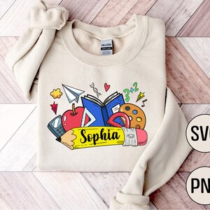 Custom Name Kids Png Svg, Back to School Png, Retro Apple Png, Teacher ...