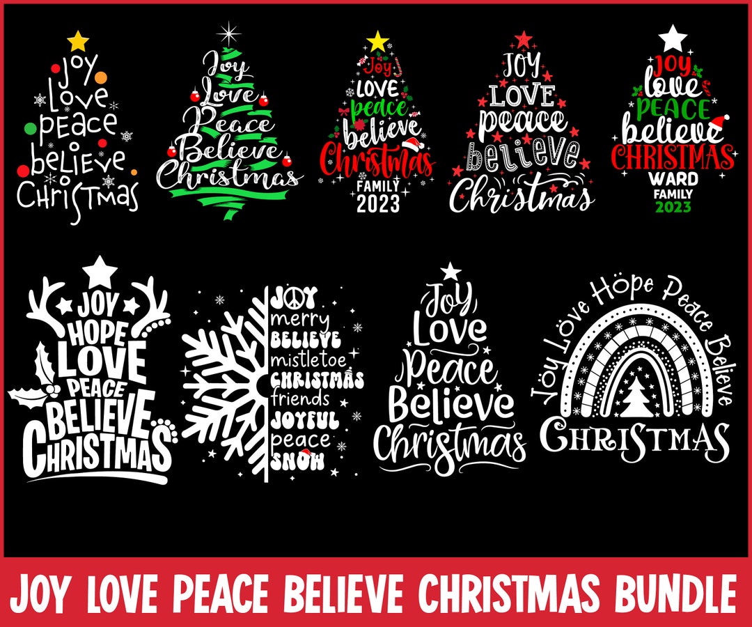 Joy Love Peace Believe Christmas Svg Png, Christmas SVG, Christmas Tree ...