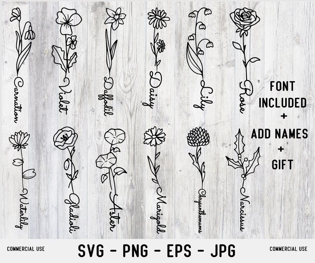 Birth Month Flower Svg ,birthday Flower SVG ,birth Flower SVG Bundle ...