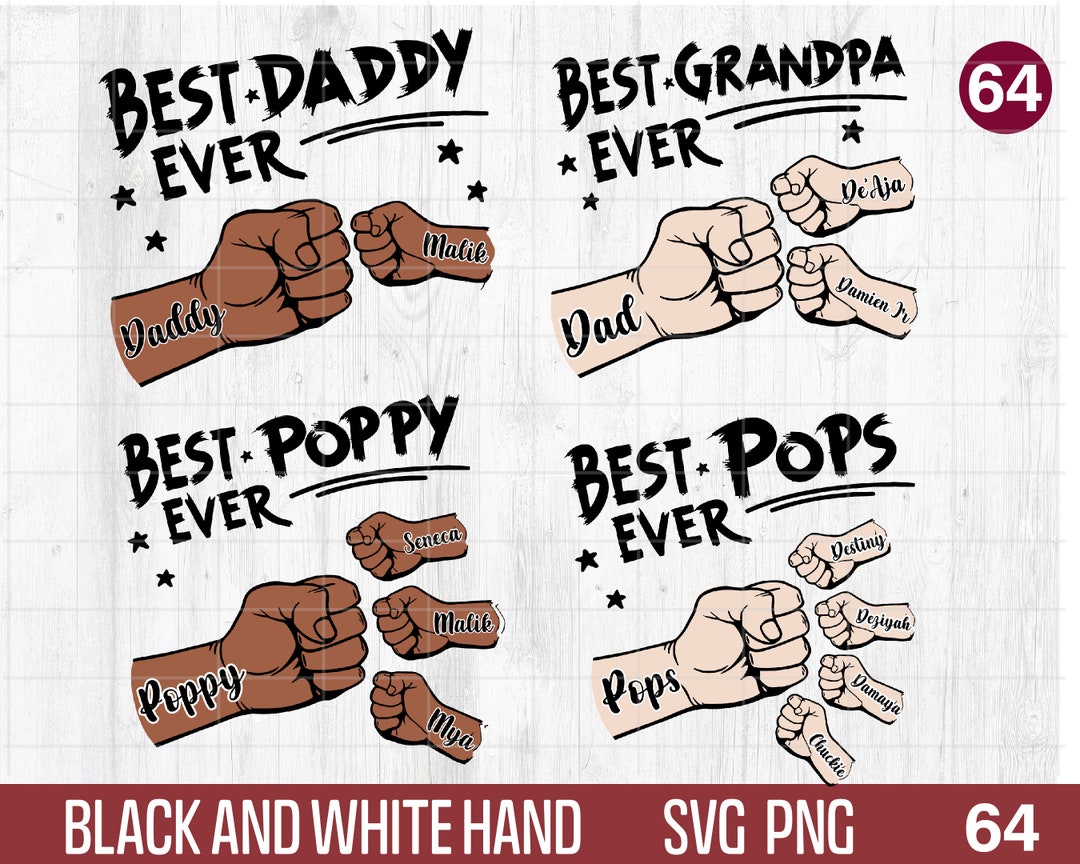 1-4 Fist Bump Father's Day Bundle Svg ,best Grandpa Daddy Dad Ever Fist ...