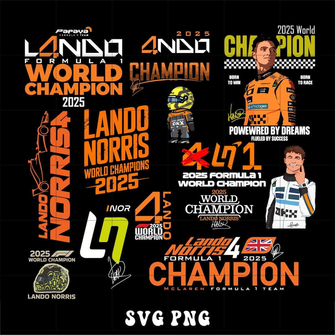 Lando Norris F1 World Champion SVG PNG, Formula Racing Champion Design ...