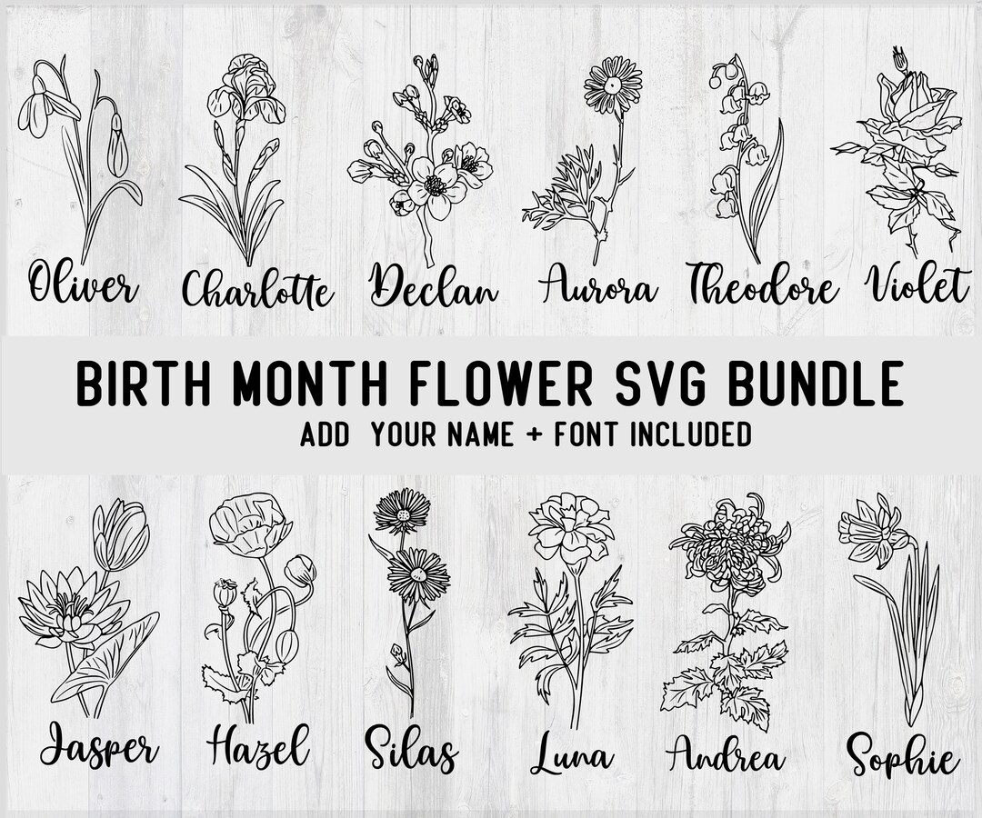 Birth Month Flowers Png Svg, Birth Flowers Name Svg, Botanical Svg ...