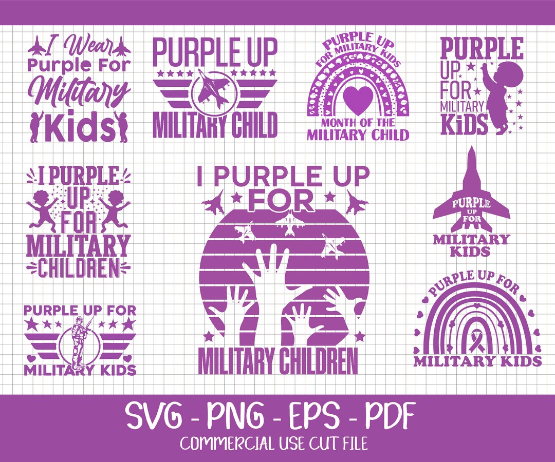 Military Child Svg Bundle, Purple up for Military Kids Svg, Month of ...