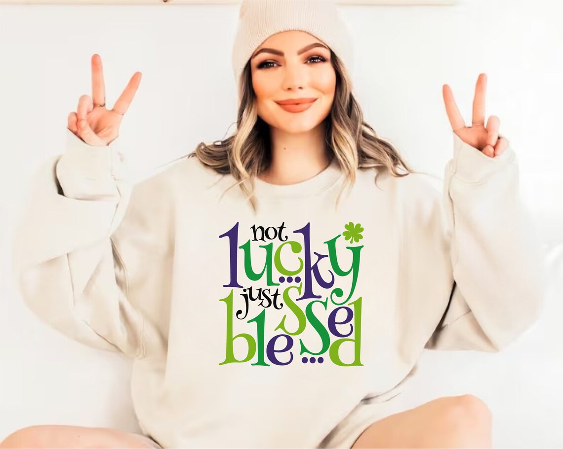 Not Lucky Simply Blessed Svg Png, Shamrock Png, Lucky Sublimation, St ...