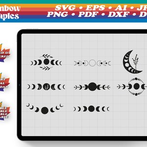 Moon Phases SVG Bundle for Cricut Digital Download - Vector Cut Files ...