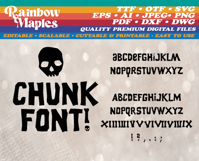 Chunk Font OTF TTF Svg Eps Ai Jpeg Png Pdf Dxf Dwg - Etsy