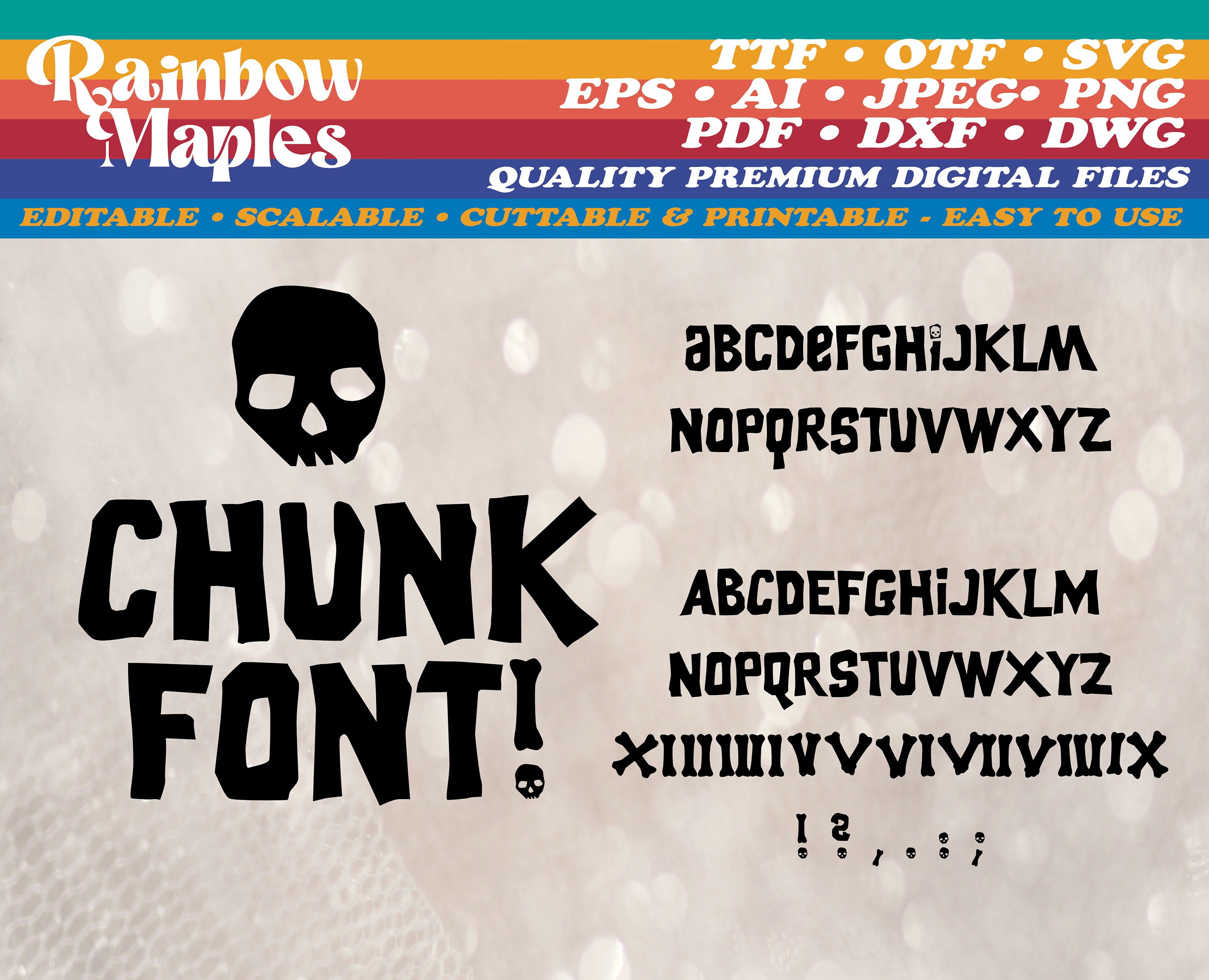 Chunk Font OTF TTF Svg Eps Ai Jpeg Png Pdf Dxf Dwg - Etsy