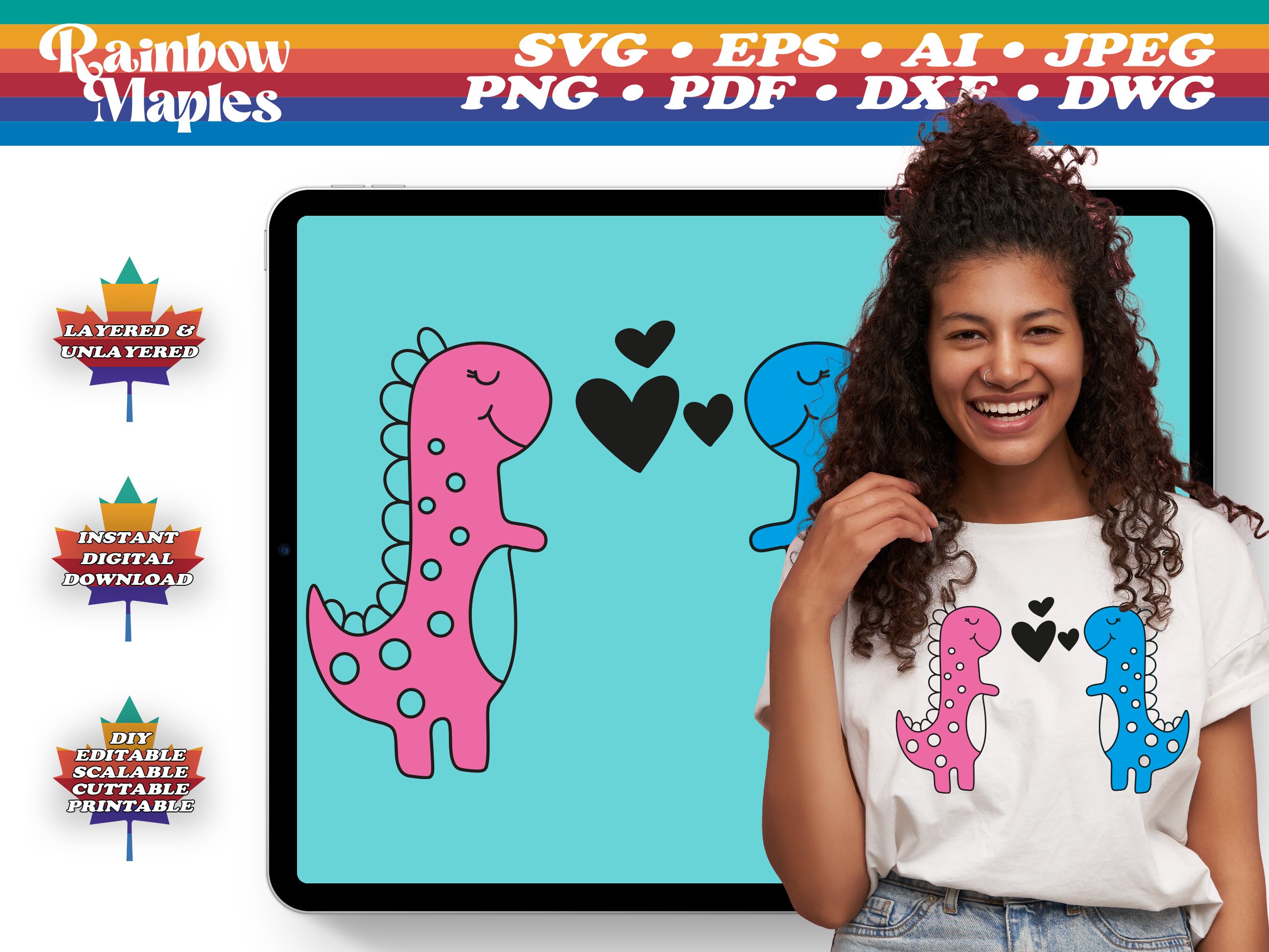 Dino Love-asaurus Vector High Resolution SVG - Etsy