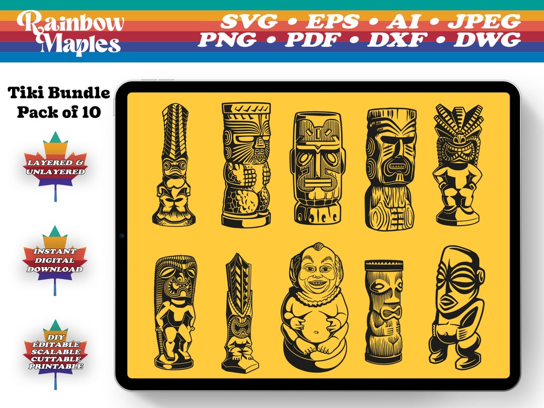 Tiki Bundle SVG Pack - 10 Individual Files - Etsy