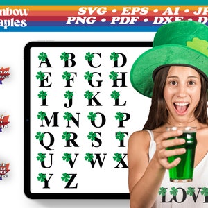 ST Patricks Day Alphabet SVG - Vector Cut Files, Silhouette Eps,dxf,png ...