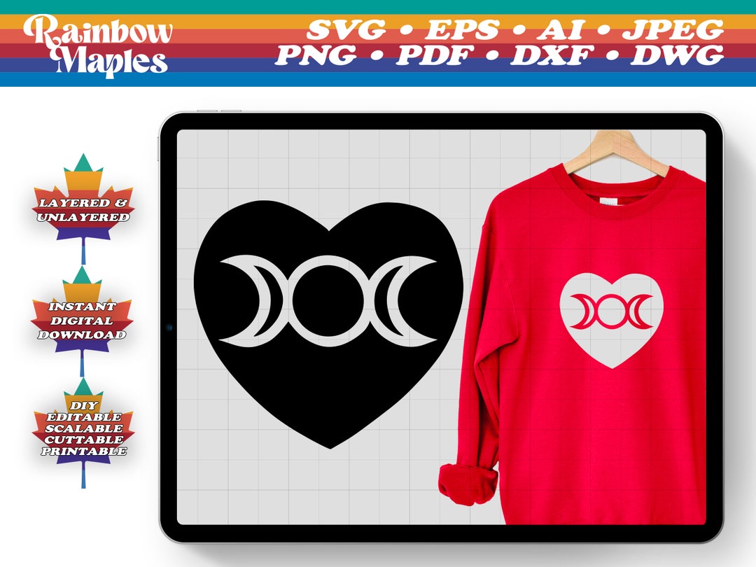 Moon Heart Vector SVG File for Cricut Digital Download - Vector Cut ...