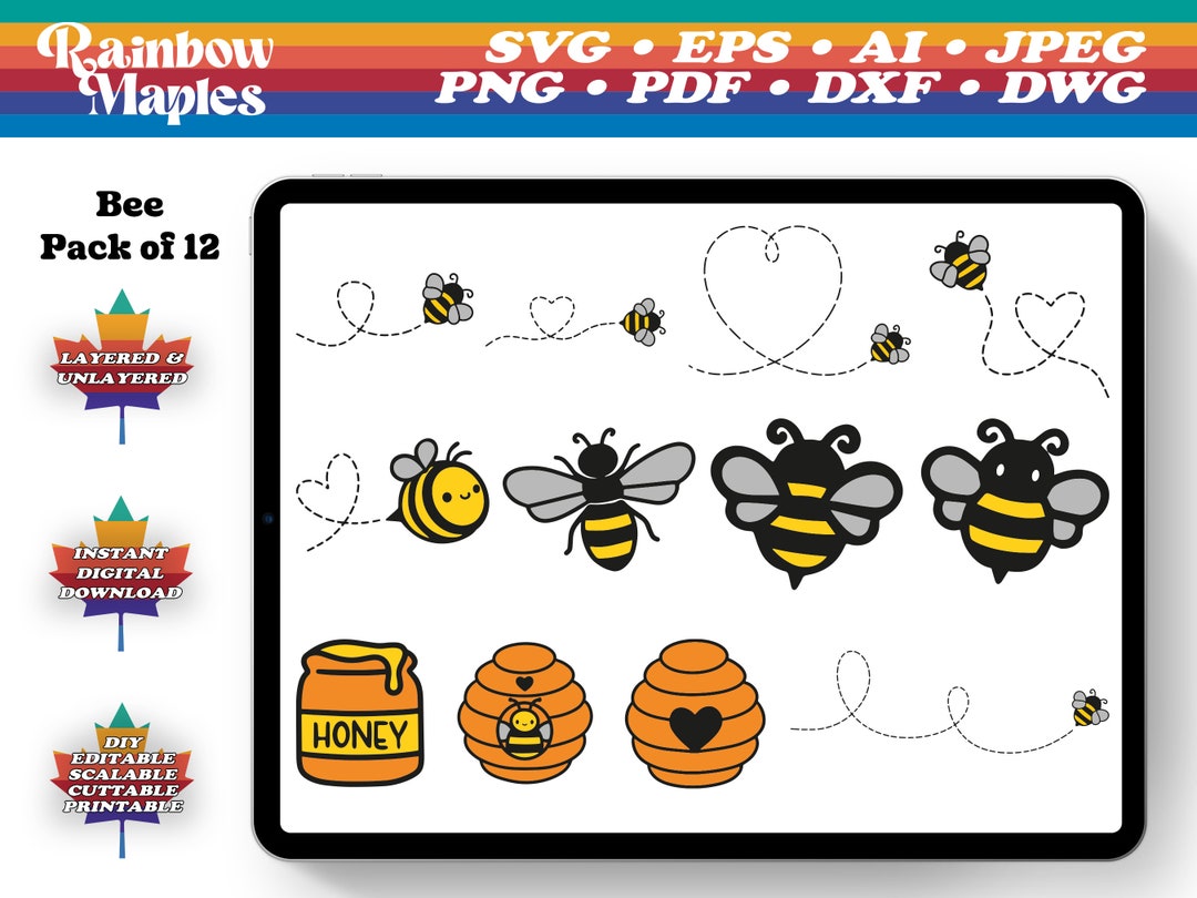 Love Bee SVG Pack - 12 Individual Files - Etsy