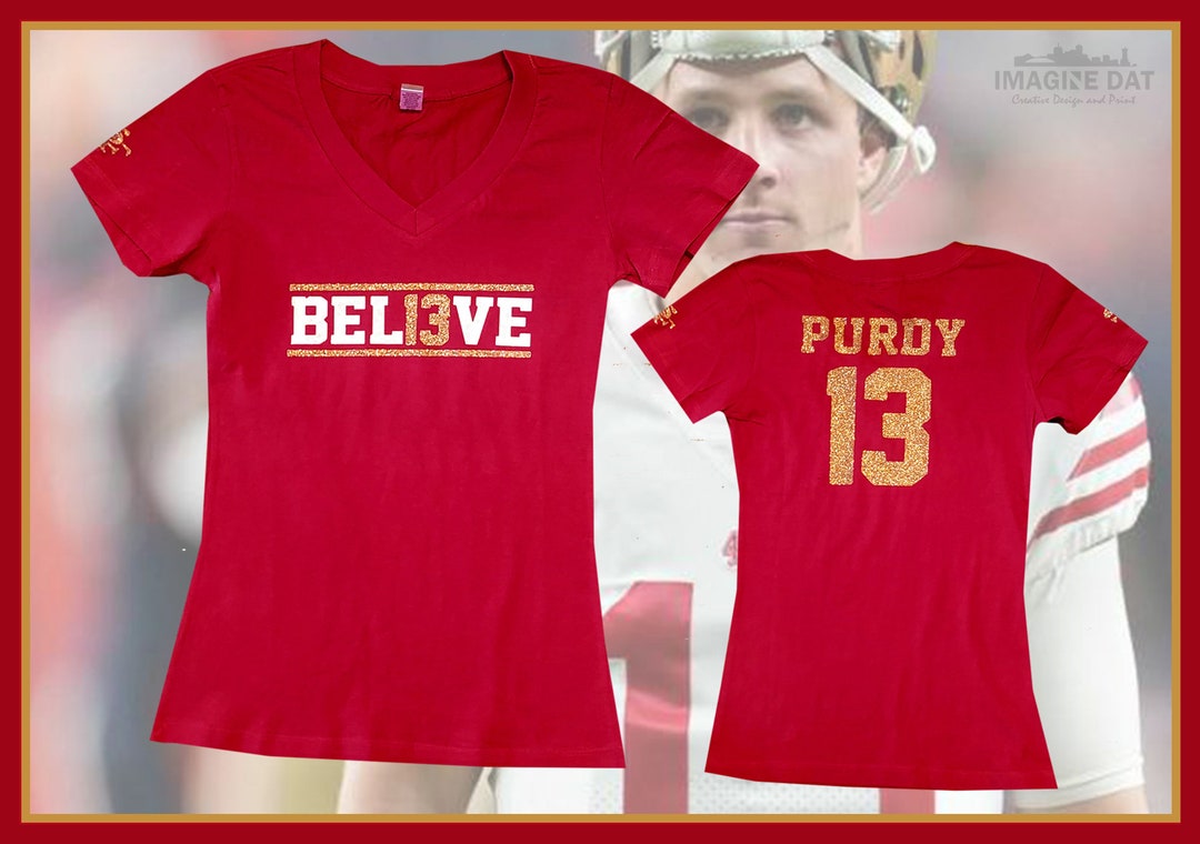 Brock Purdy 'BEL13VE' Women Vneck (red) - Etsy