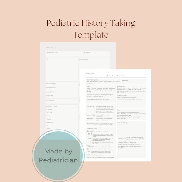 History and Physical Template - Etsy