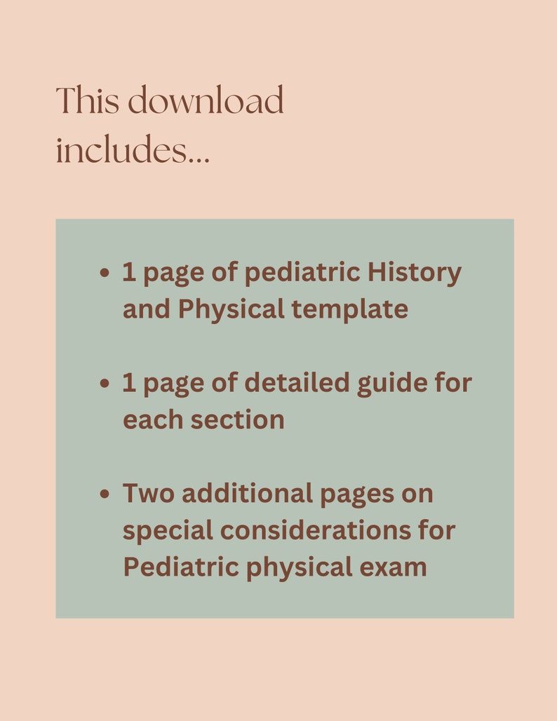 Pediatric History and Physical Template - Etsy