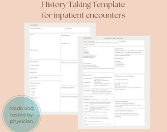 Printable History and Physical Exam Template - Etsy