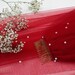 Rose Red Pearl Wedding Veil, Red Rose Color Fabric, White Regular Pearl ...