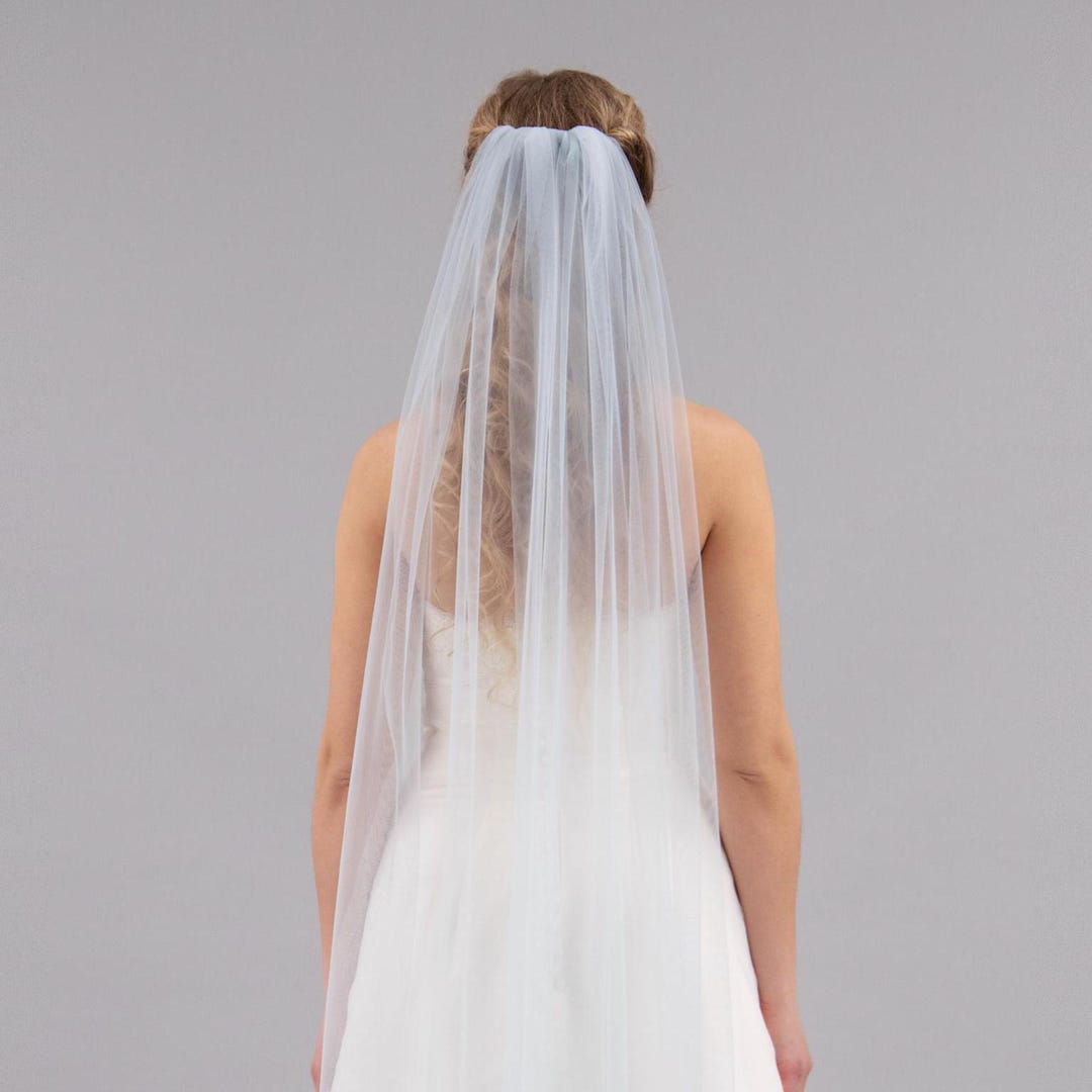 Baby Blue Wedding Veil: Lightweight Tulle, Silver Comb - Etsy