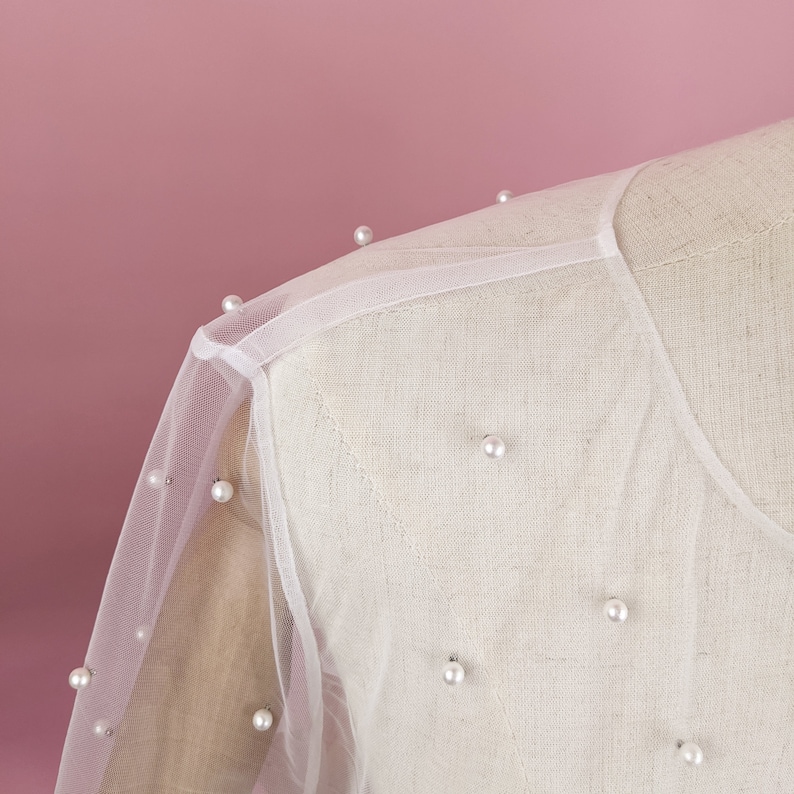 Bridal Top With Pearls Soft Ivory Tulle Long Sleeve Bridal - Etsy