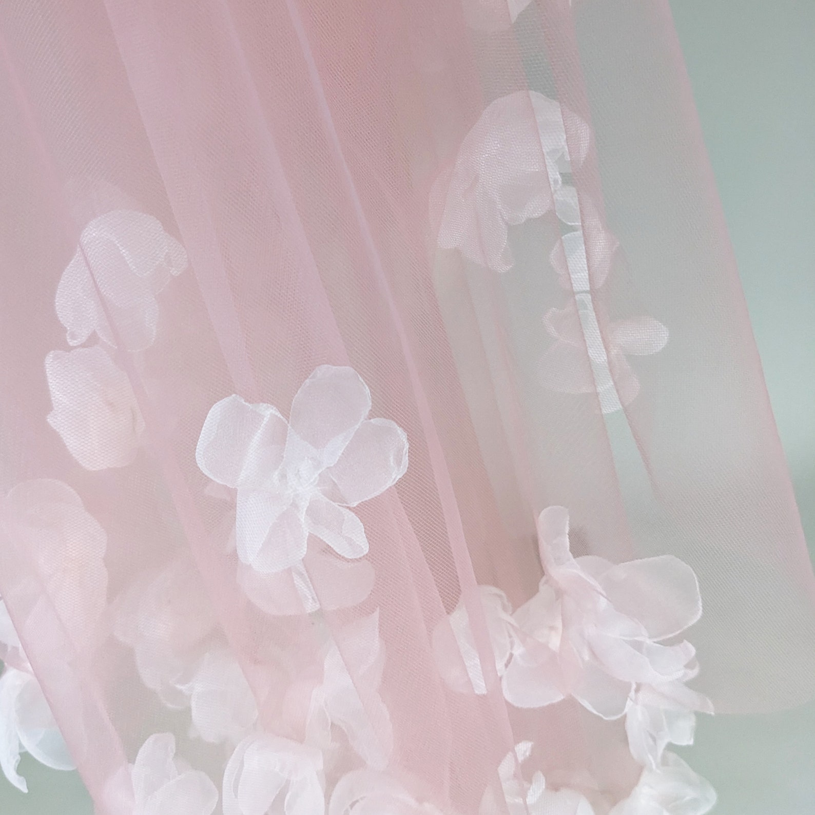 Pink Rose Flower Veil Warm Rose Pink Tulle With White Organza - Etsy