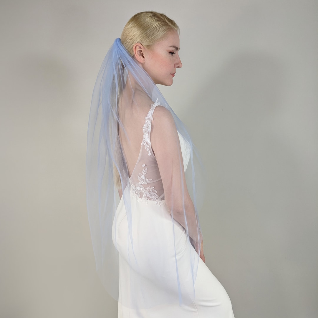Sky Blue Wedding Veil Light Icy Blue Minimalist Bridal Veil ...