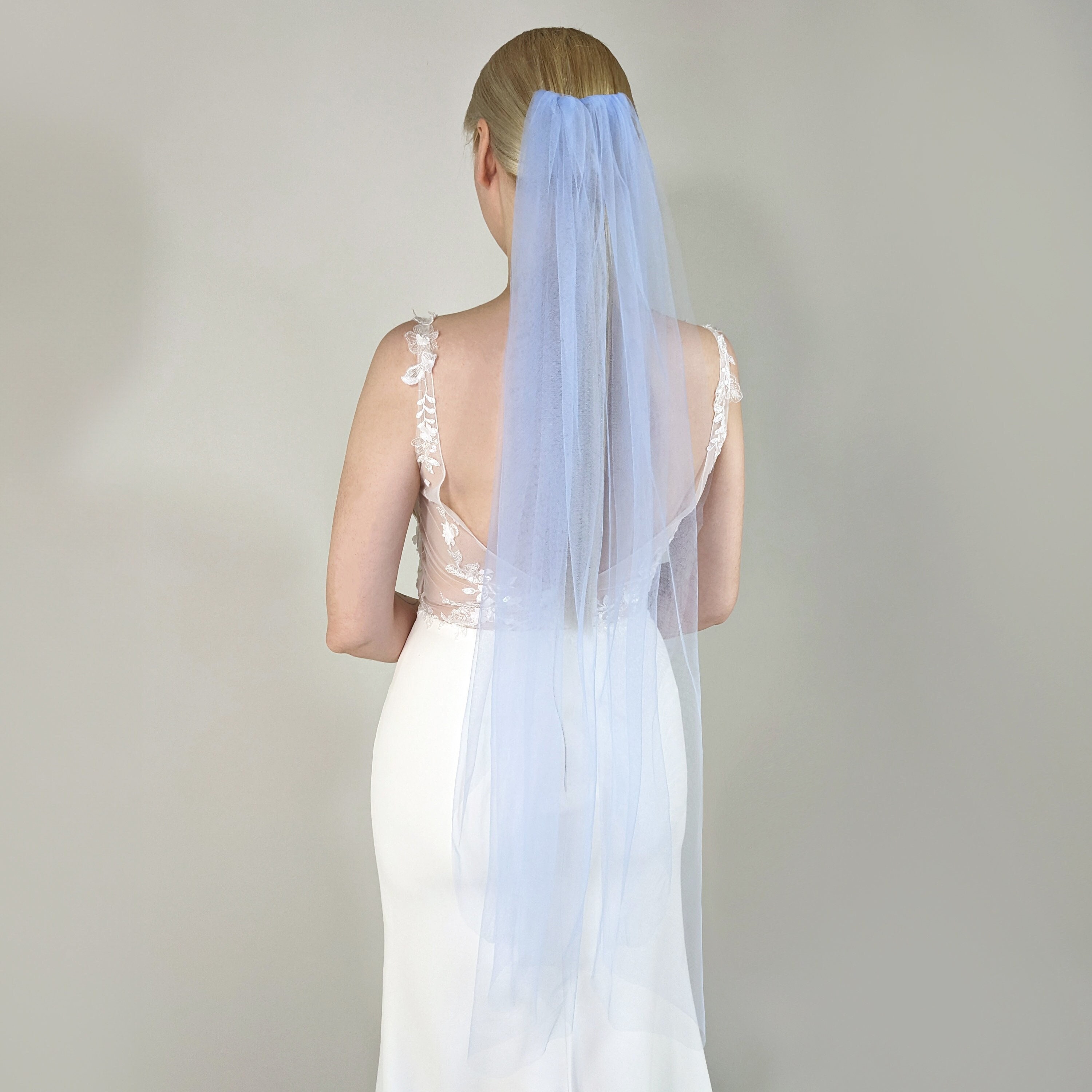 Sky Blue Wedding Veil Light Icy Blue Minimalist Bridal Veil ...